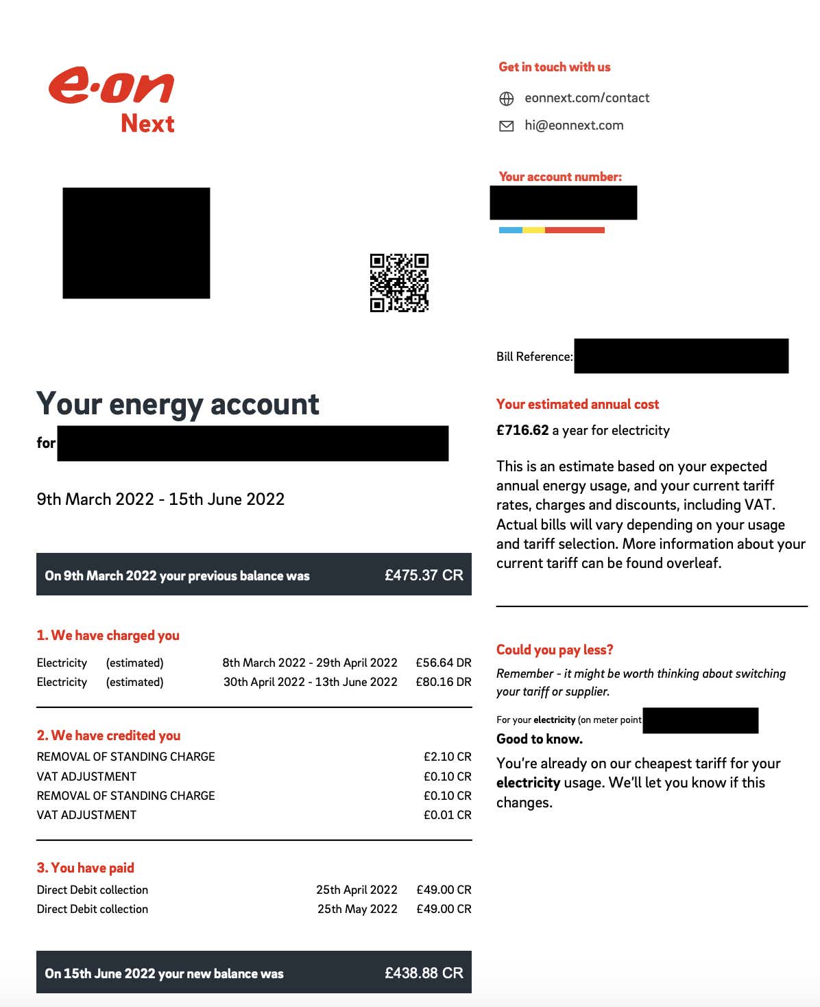 E.ON Next energy bill explained - Uswitch